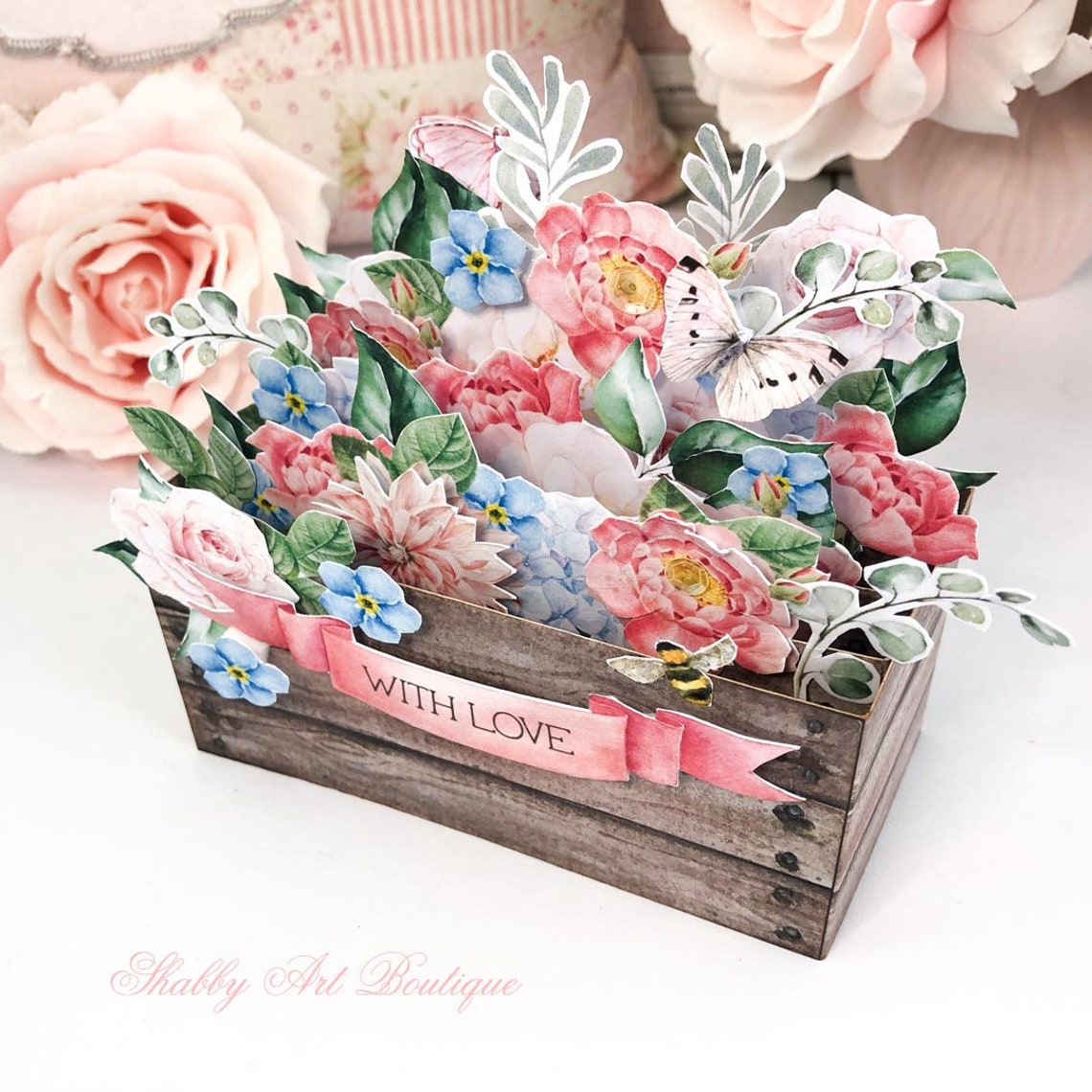 Print & Make ~ Flower Box Pop-up Card (letter and A4 Size) - Etsy