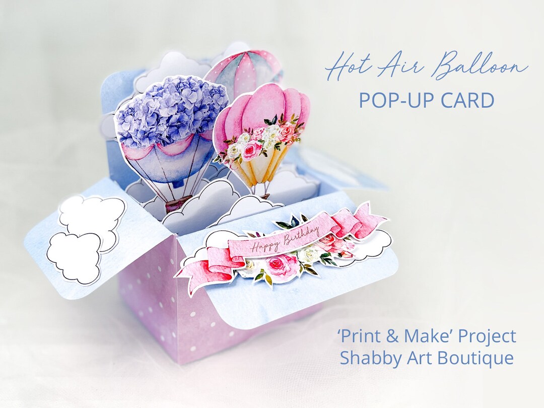Print & Make ~ Hot Air Balloon Pop-up Card (A4 and Letter Size) - Etsy
