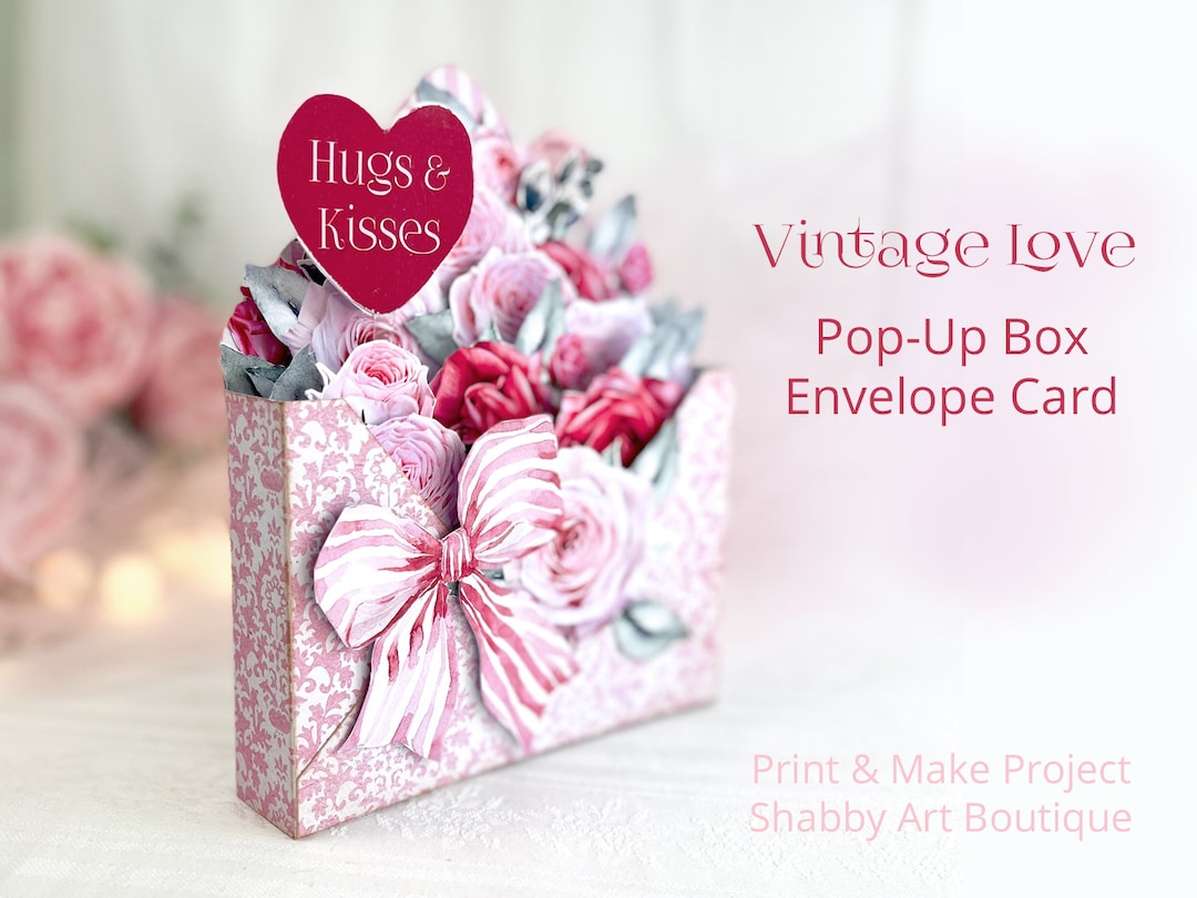 Print & Make: Vintage Love Pop-up Box Envelope Card (A4 and Letter Size ...