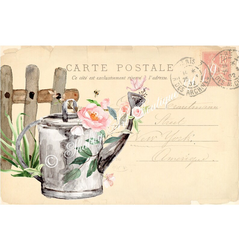 Vintage Cottage Garden Postcards Printables Instant Download - Etsy