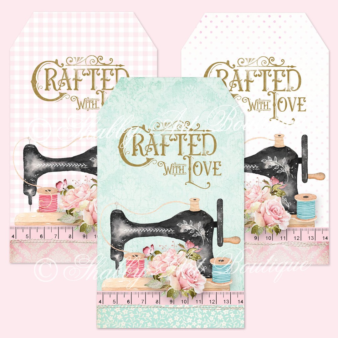 Printable Crafted With Love Tag - Shabby Chic Tag - Digital Download ...
