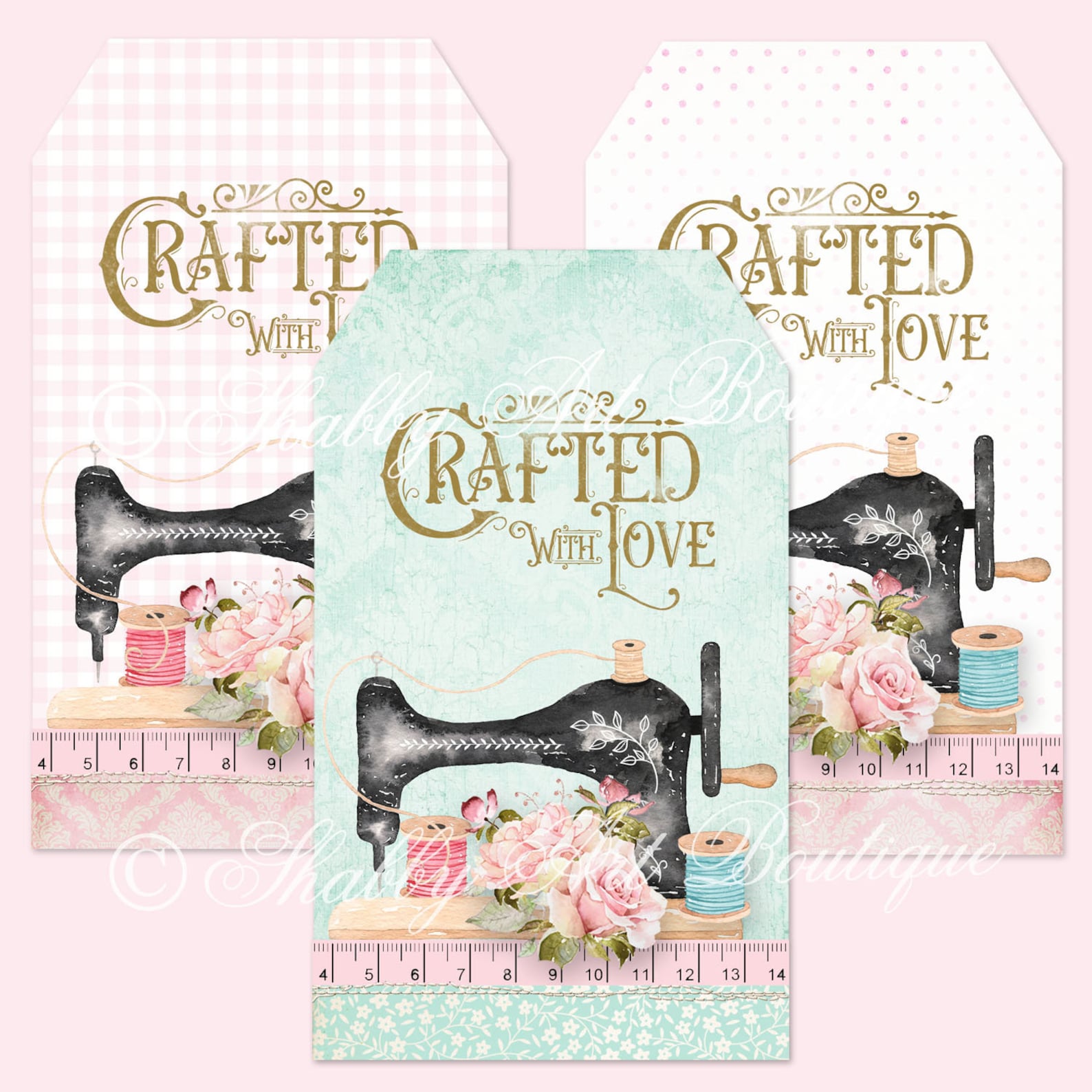 Shabby Chic Crafted With Love Tag – Printable Sewing Theme (digital ...