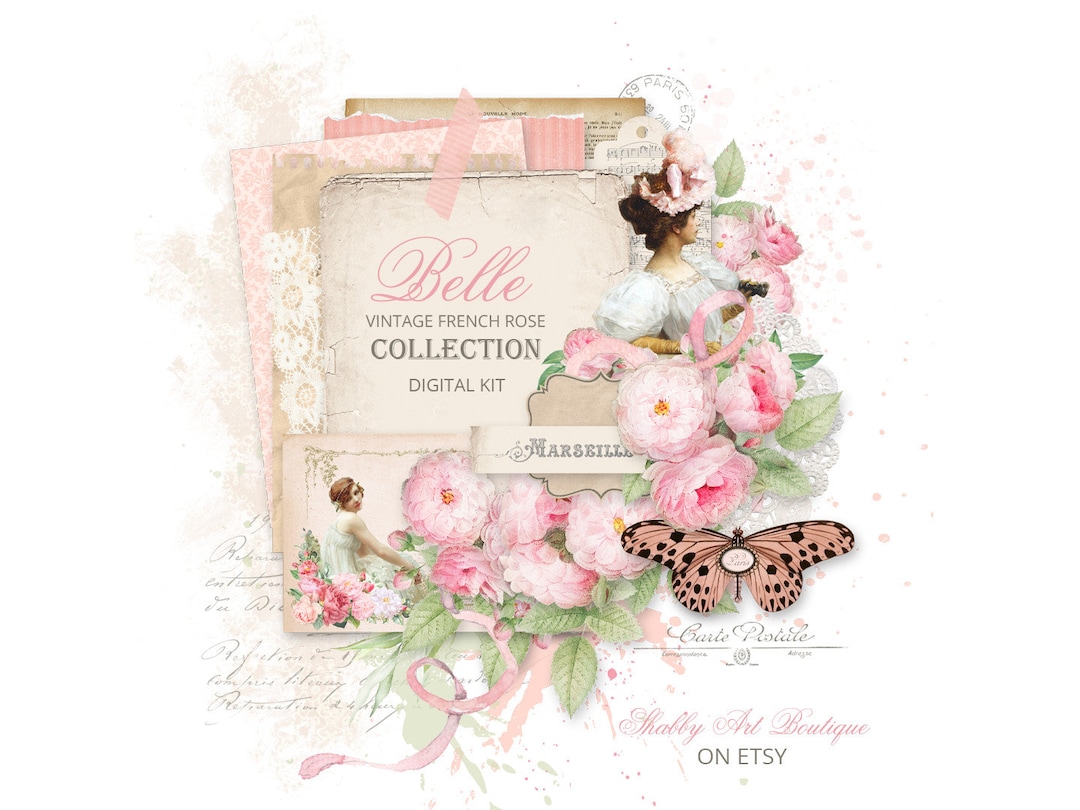 USA Letter: Belle ~ Vintage French Rose Collection - Etsy