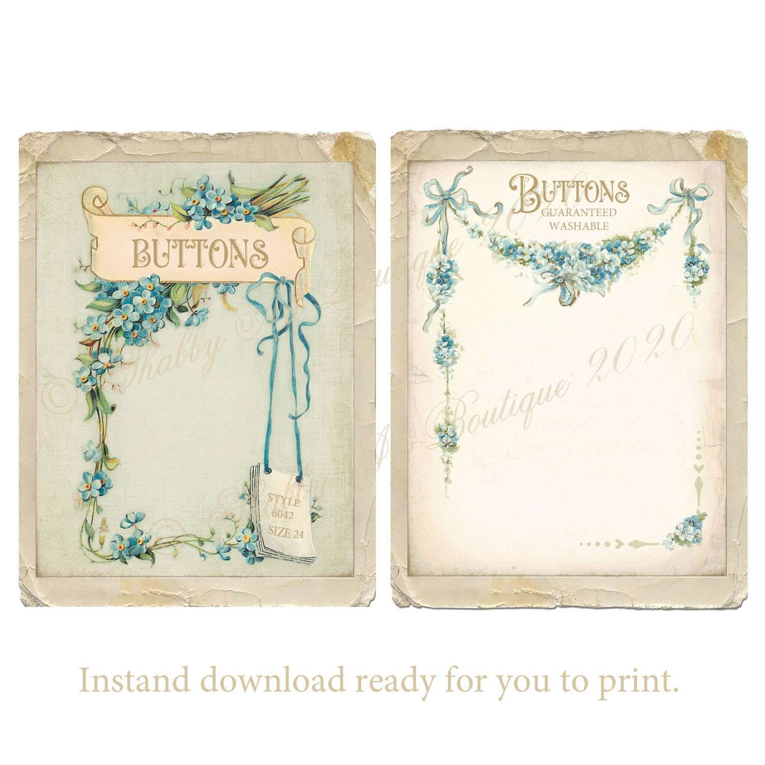 Printable Victorian Button Cards - Etsy