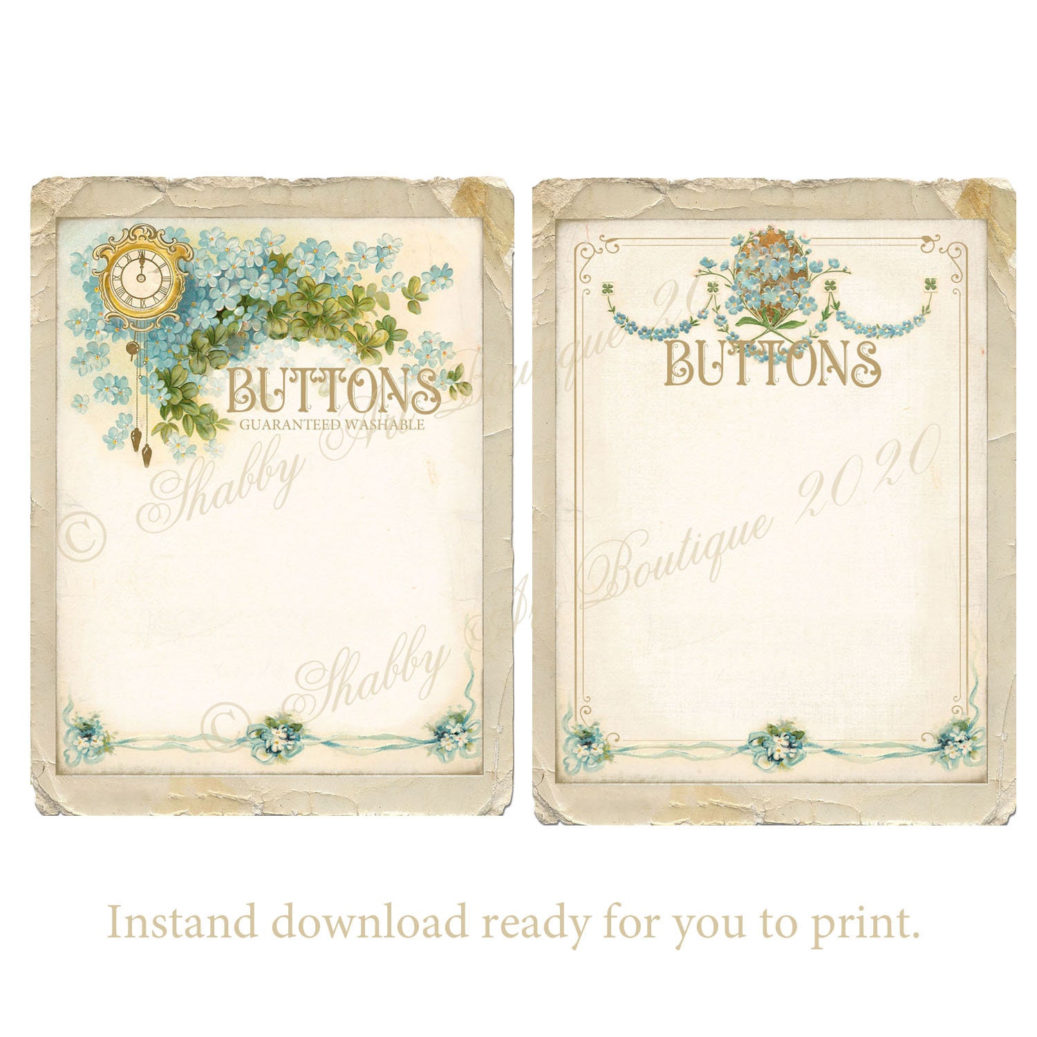 Printable Victorian Button Cards - Etsy Australia