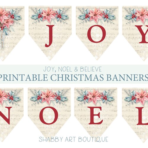 Printable Joy Noel & Believe Christmas Banners - Etsy