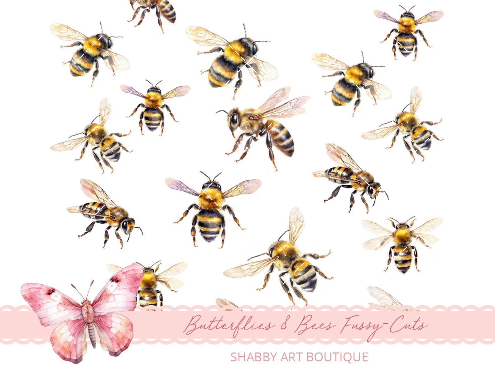 Simply Butterflies and Bees Fussy-cuts - A4 & Letter Paper Sizes - Etsy