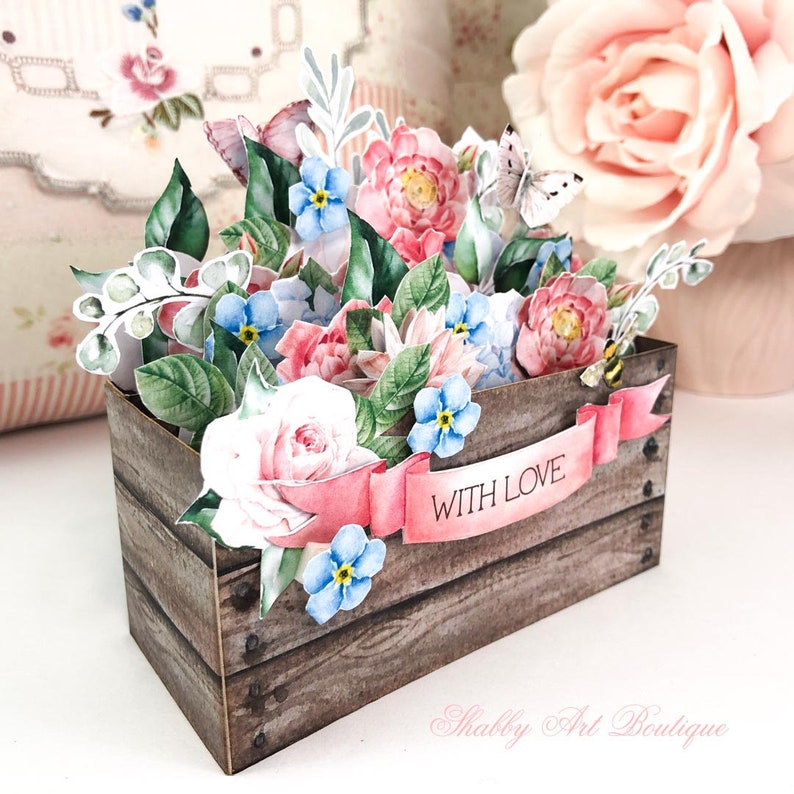 Print & Make ~ Flower Box Pop-up Card (letter and A4 Size) - Etsy