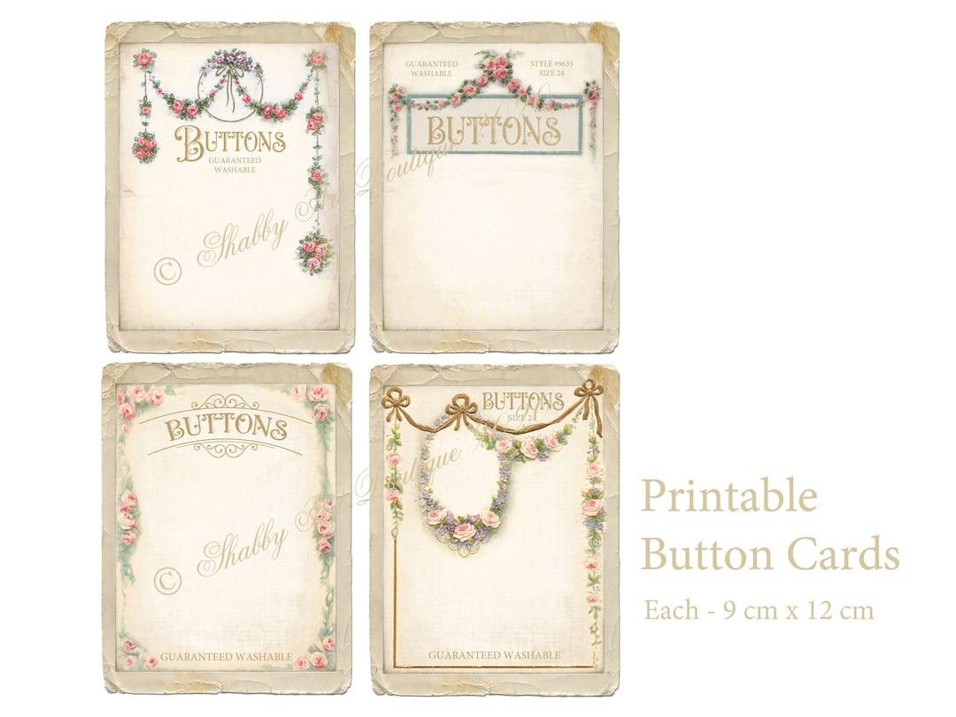 Printable Victorian Button Cards - Etsy