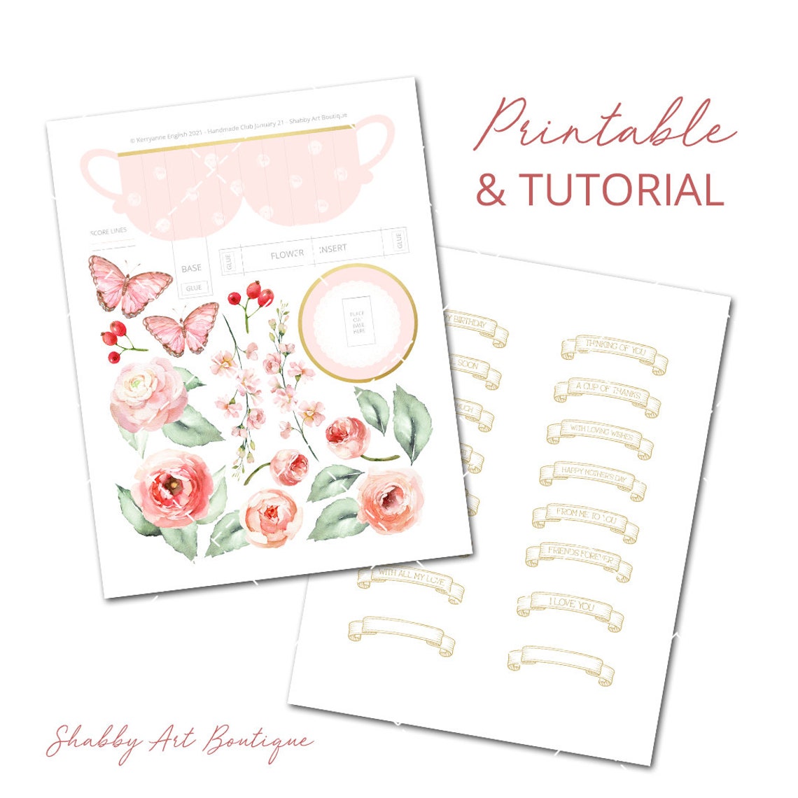 Print & Make Pop-up Teacup Card A4 and Letter Size - Etsy