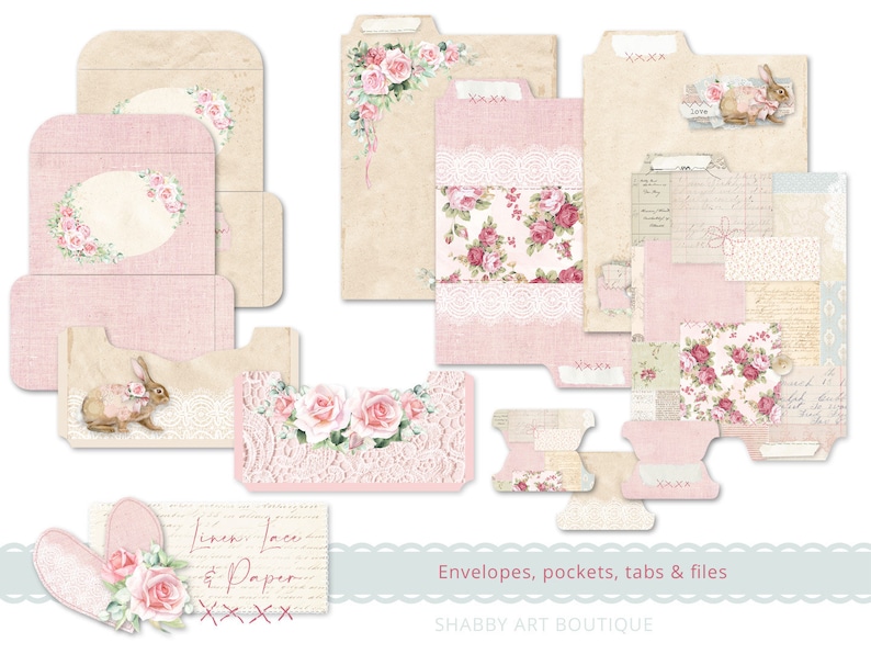 Letter (USA) - Linen, Lace & Paper Digital Kit - Etsy