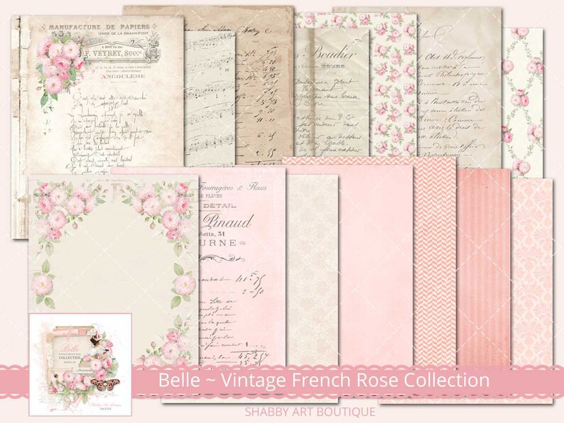 USA Letter: Belle Vintage French Rose Collection - Etsy