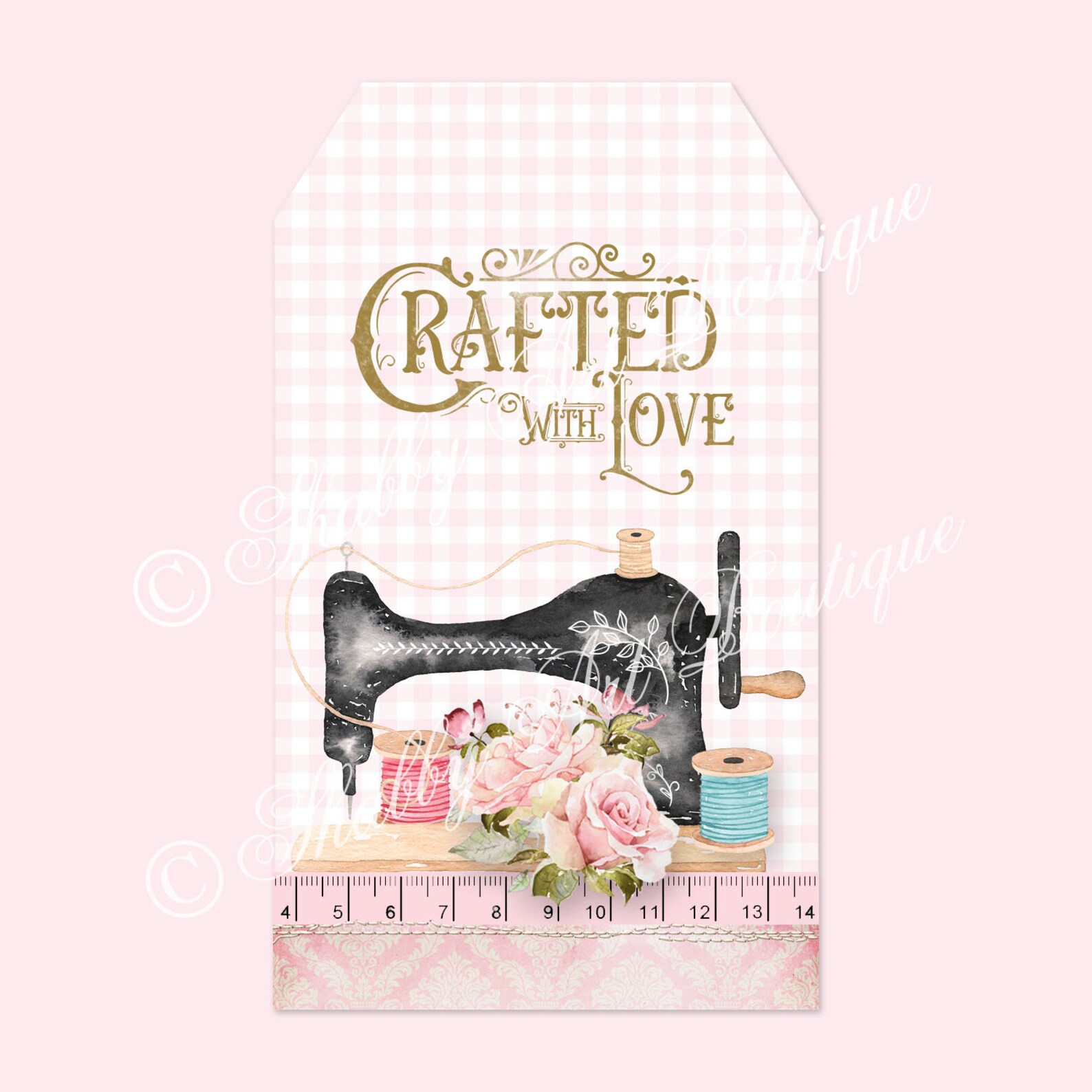Printable Crafted With Love Tag Shabby Chic Tag Digital Download ...