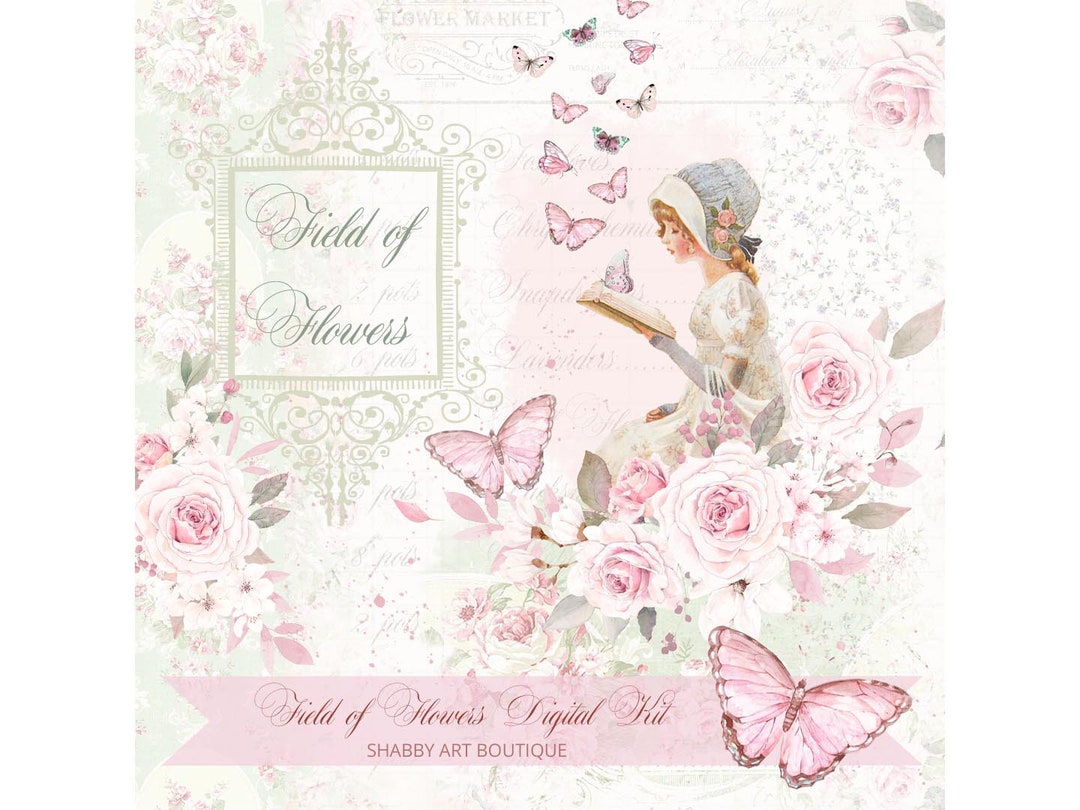 Letter (USA) Field of Flowers Digital Kit - Etsy