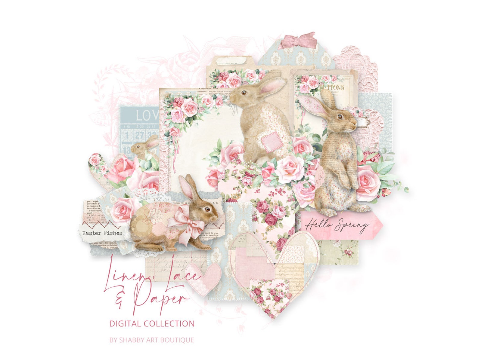 Letter (USA) - Linen, Lace & Paper Digital Kit - Etsy