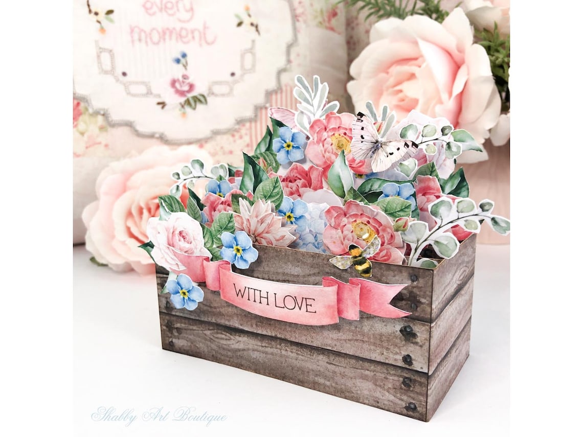 Print & Make Flower Box Pop-up Card letter and A4 Size - Etsy