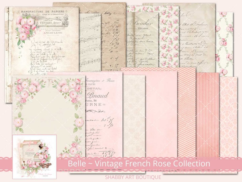 A4 Paper: Belle Vintage French Rose Collection - Etsy