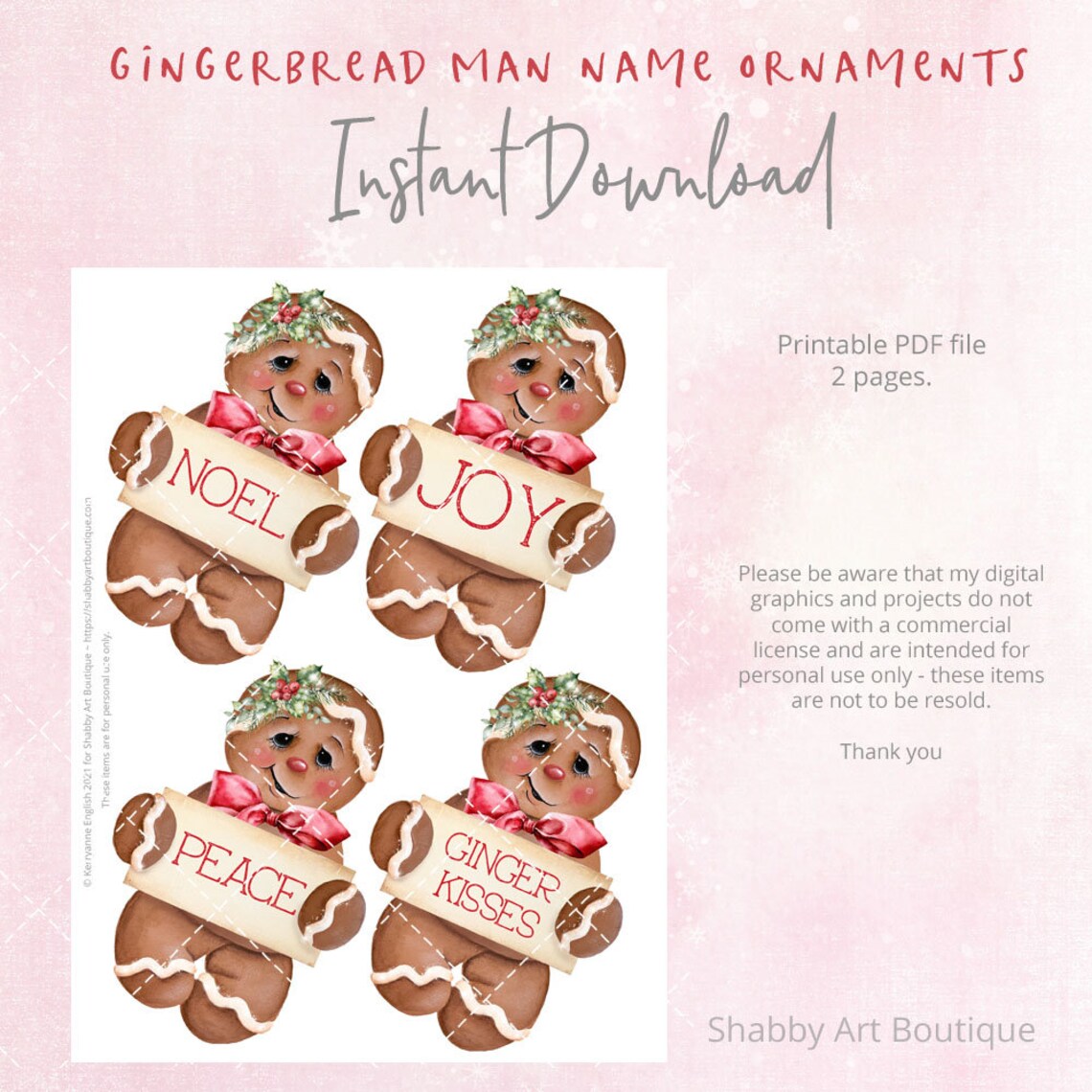 Letter US Gingerbread Man Name Ornaments - Etsy