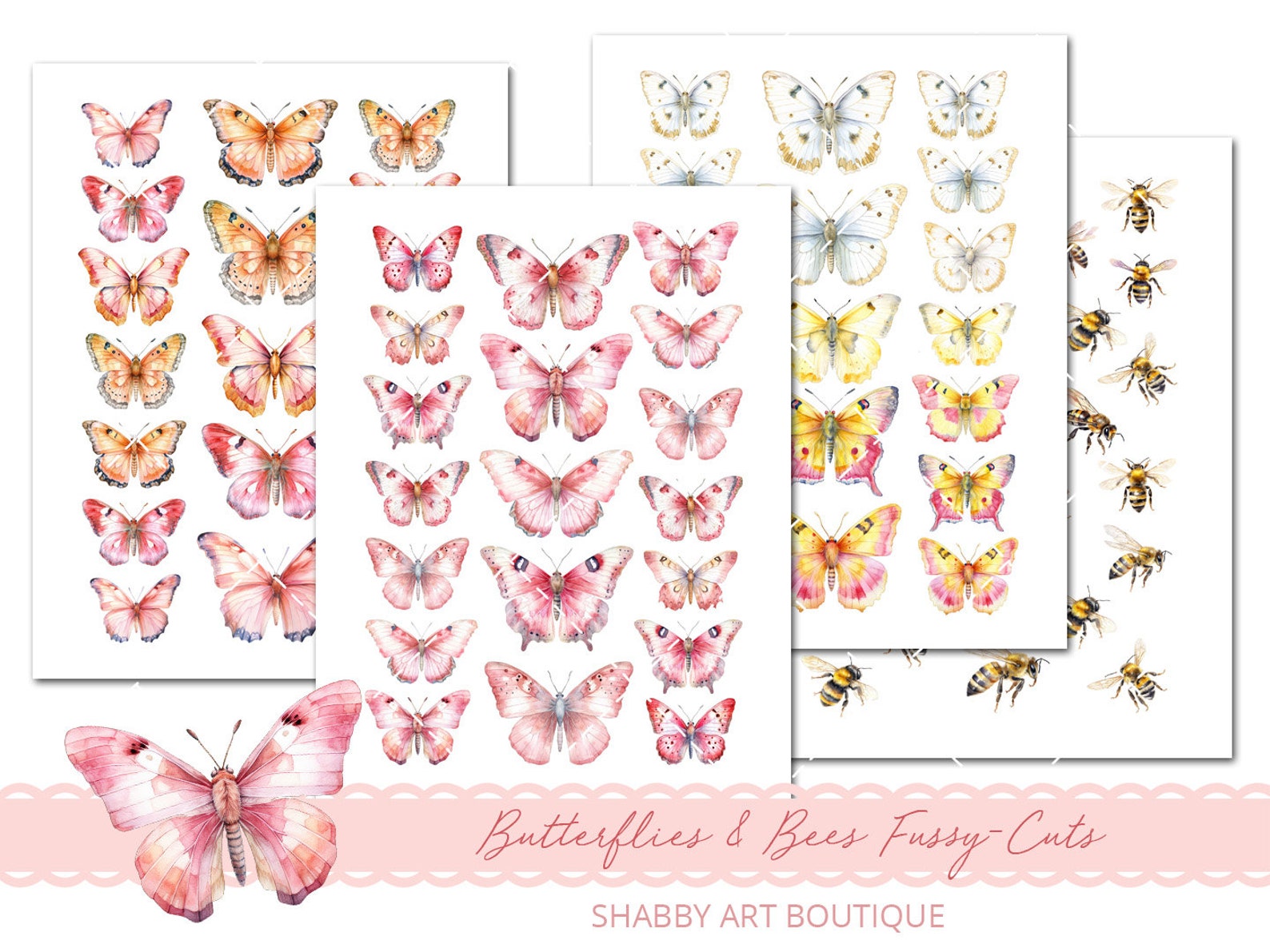 Simply Butterflies and Bees Fussy-cuts - A4 & Letter Paper Sizes - Etsy