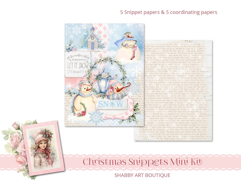 A4 Size - Christmas Snippets Mini Digital Kit - Etsy