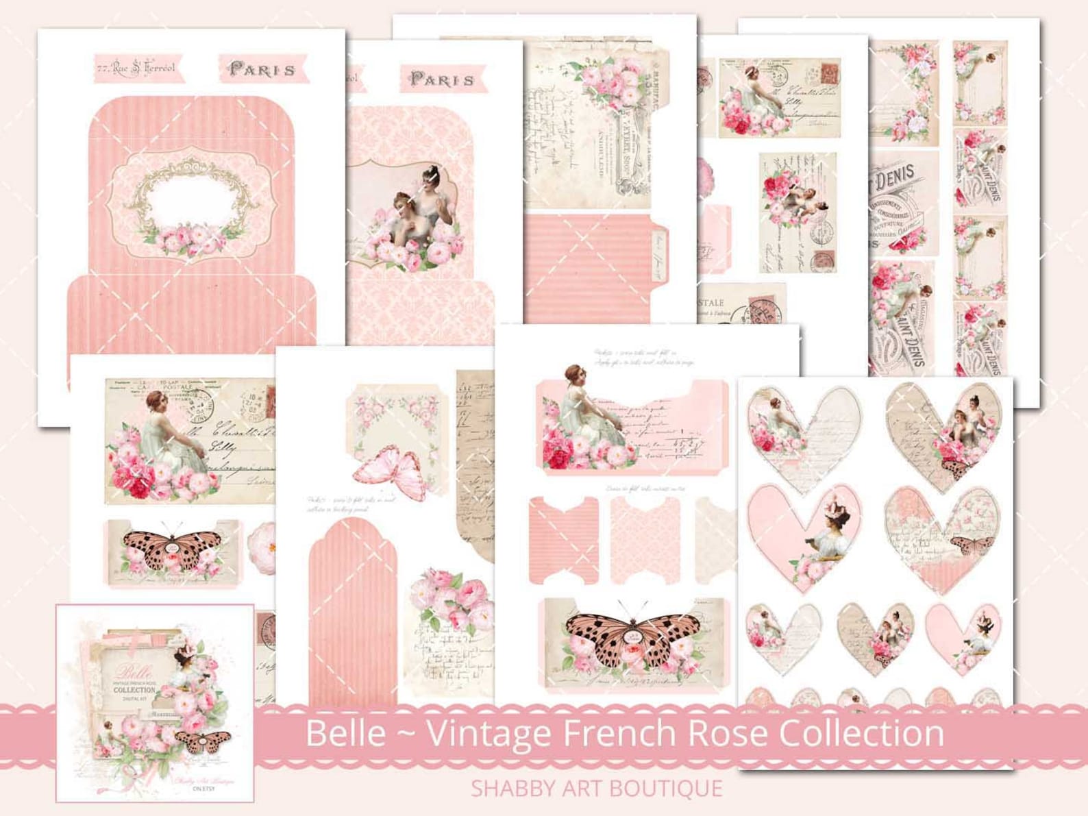 A4 Paper: Belle Vintage French Rose Collection - Etsy