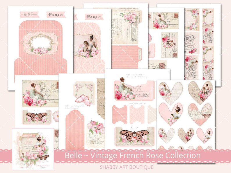 A4 Paper: Belle Vintage French Rose Collection - Etsy