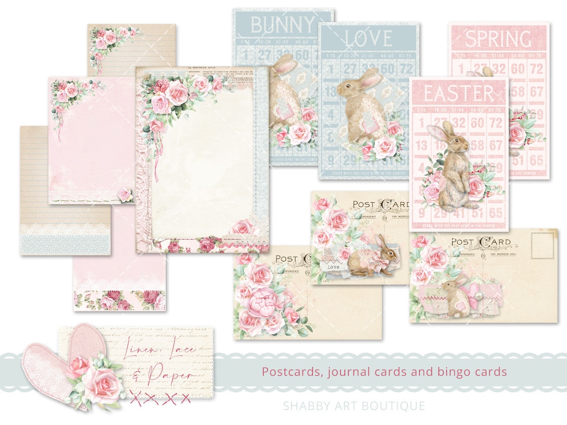 Letter (USA) - Linen, Lace & Paper Digital Kit - Etsy