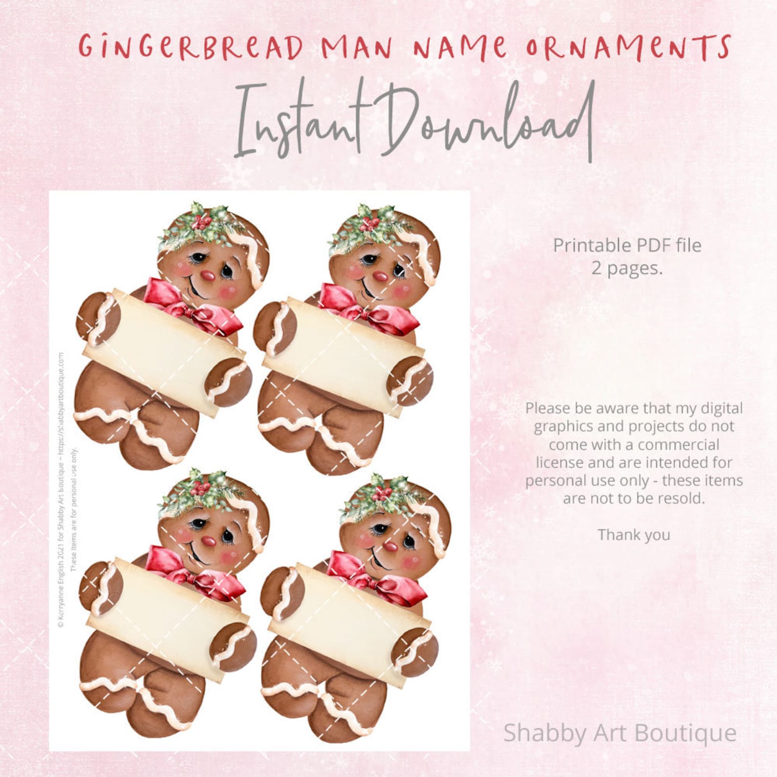 Letter US Gingerbread Man Name Ornaments - Etsy