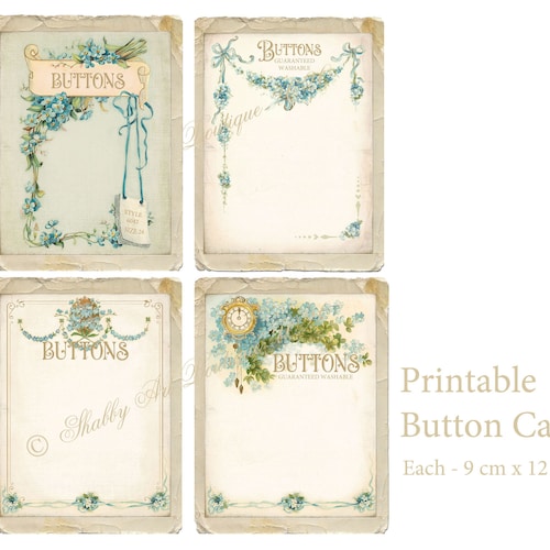 Printable Button Cards Vintage Buttons Junk Journal - Etsy