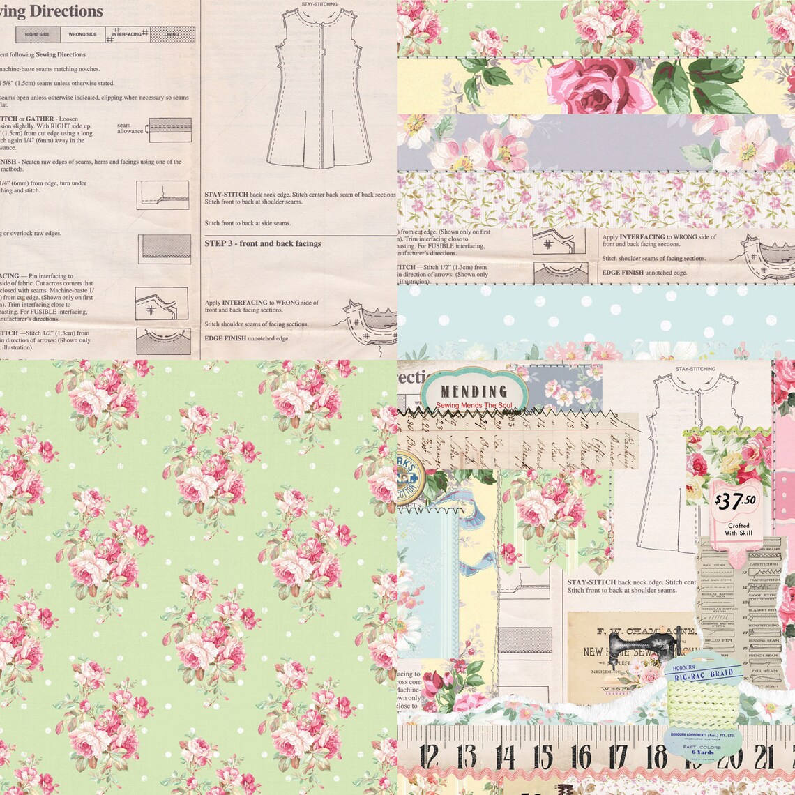 Retro Shabby Printable Wallpaper - Etsy