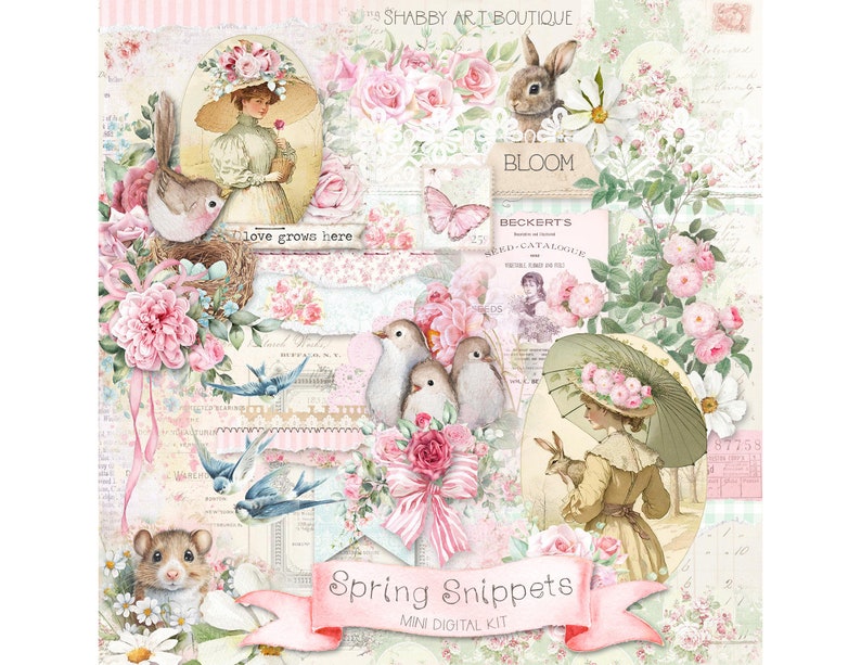 Spring Snippets Mini Digital Kit A4 Size Paper - Etsy