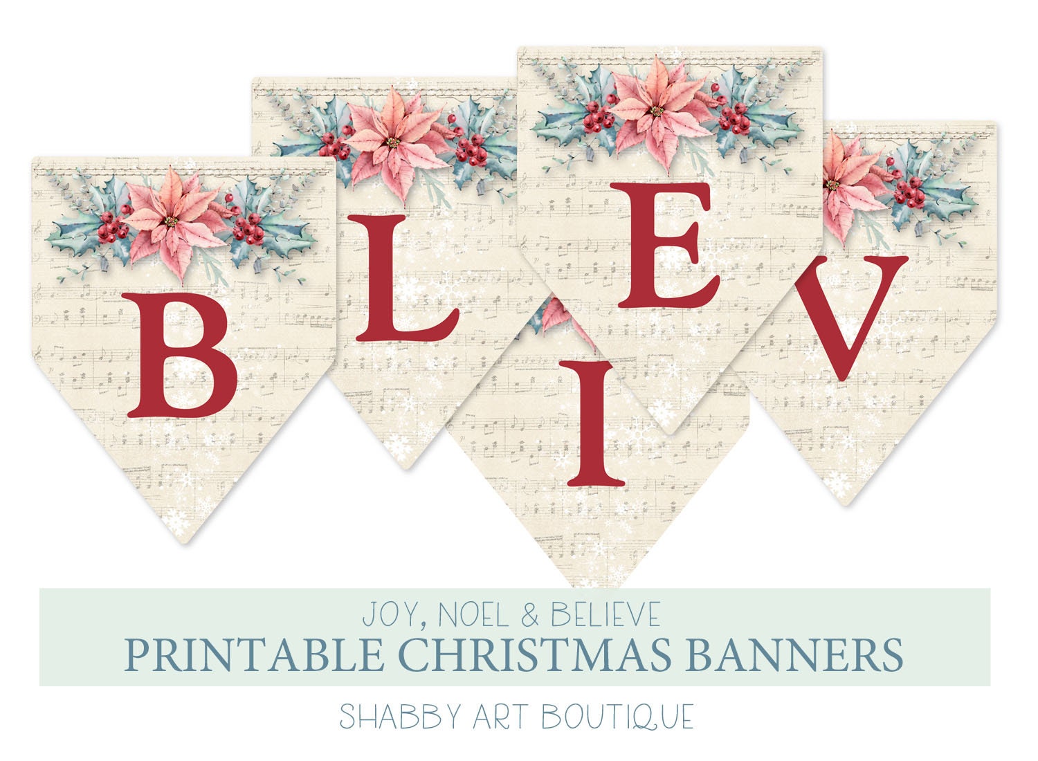 Printable Joy Noel & Believe Christmas Banners - Etsy