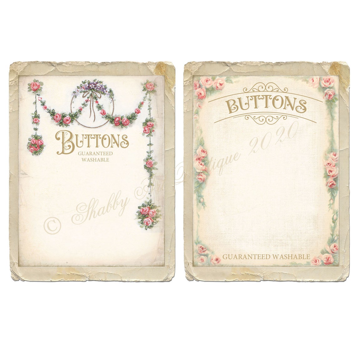 Printable Victorian Button Cards - Etsy