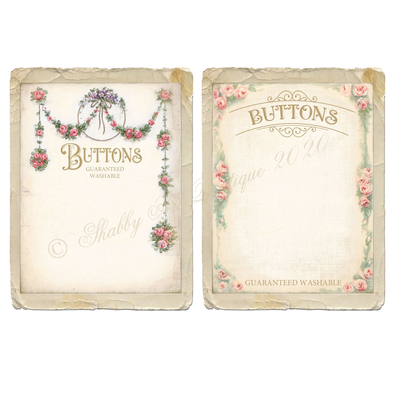 Printable Victorian Button Cards - Etsy