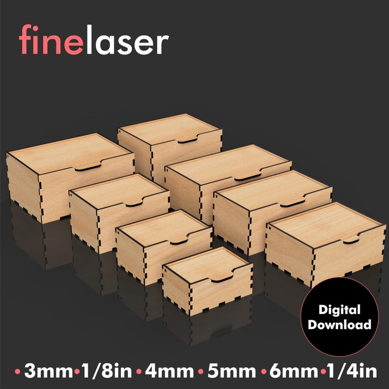Rectangle Laser Cut Box Files, Glowforge Cut Files, Digital Download, 8 ...