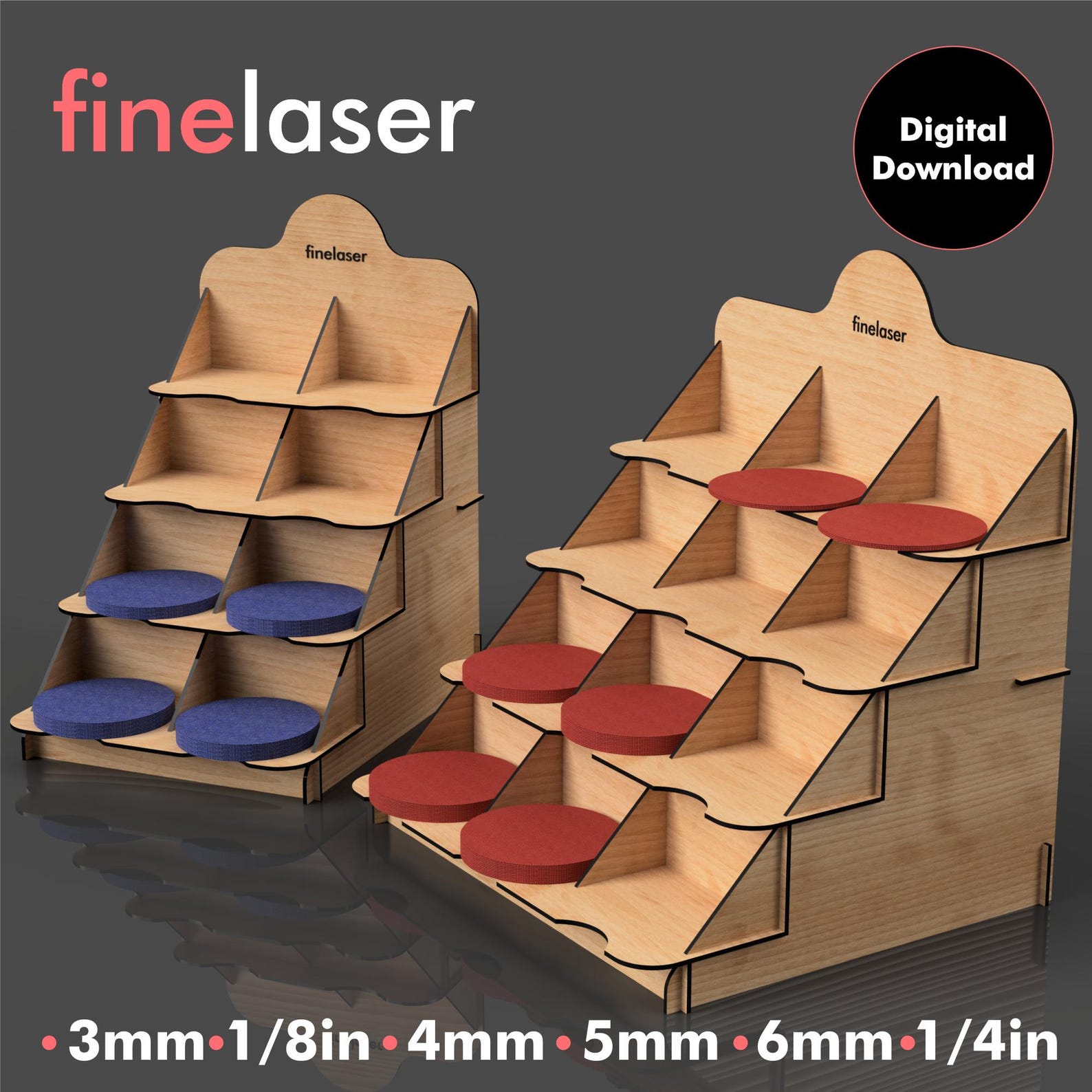 Coasters Display Stand SVG, Laser Cut Files for Glowforge, Retail Counter Display Stand, Digital ...