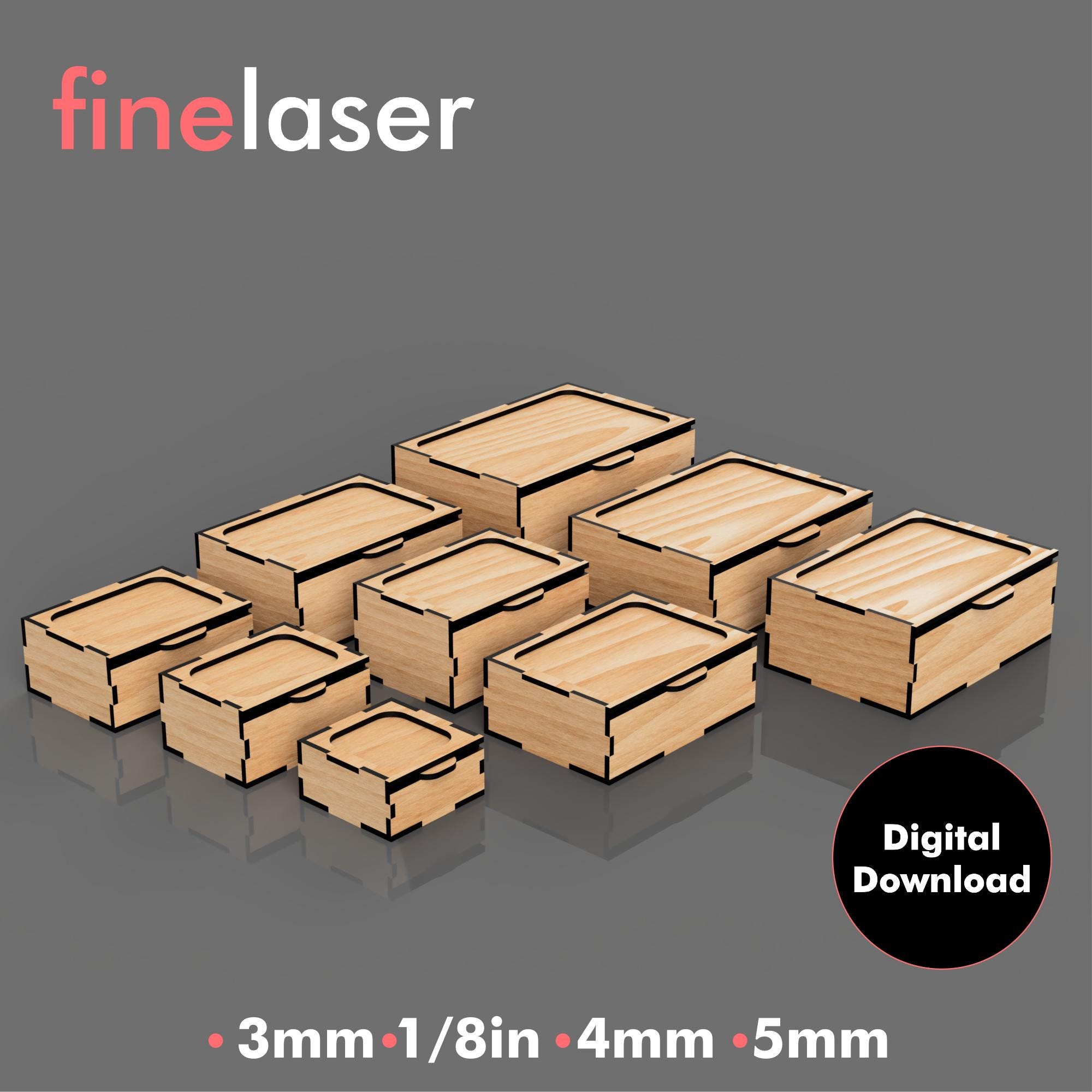 9X Slider Box SVG, Sliding Lid Box Bundle, Glowforge File, Laser Cut ...