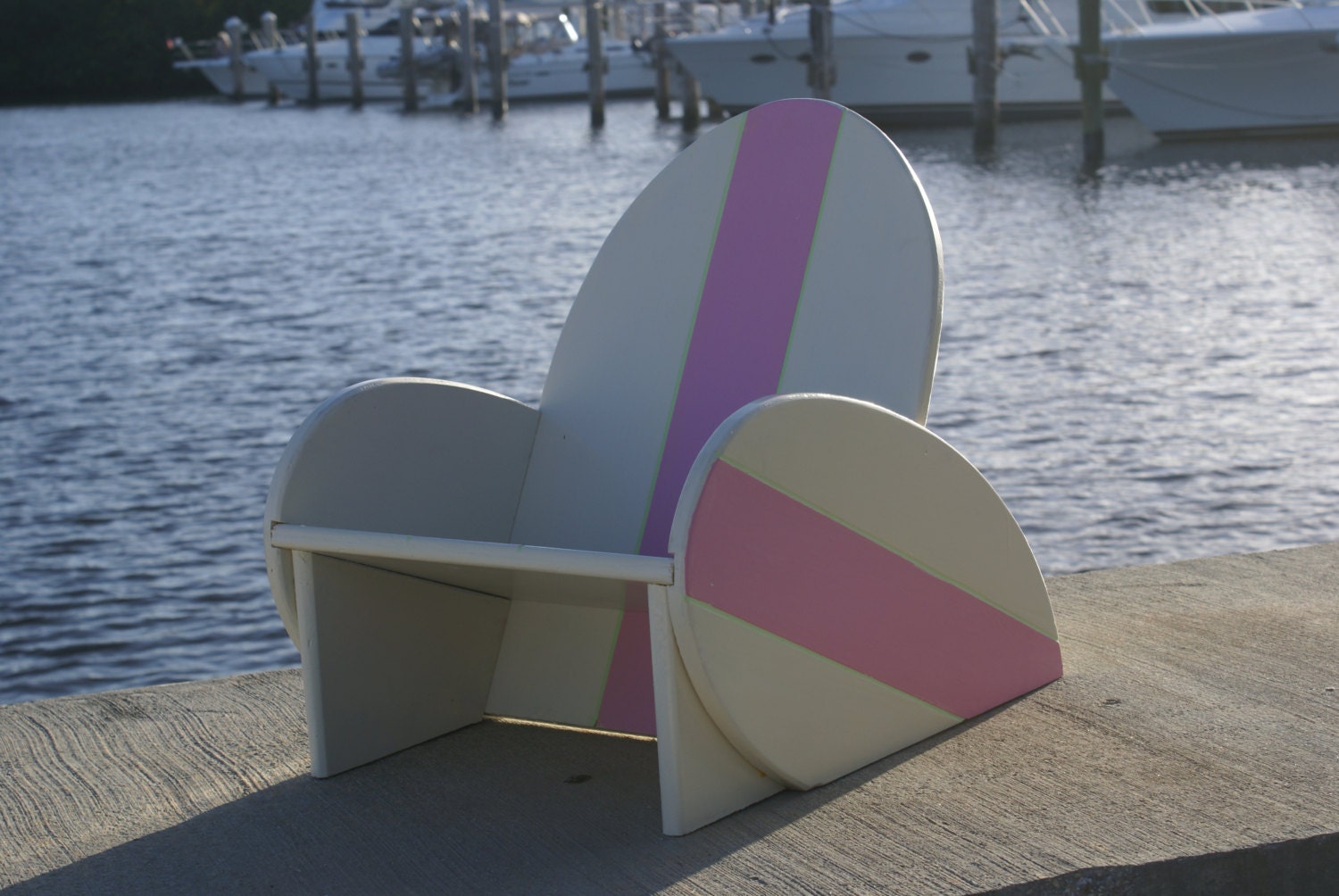 Kids Surfboard Chair With Pink Stripe, Nautical Nursery, Kids Bedroom ...