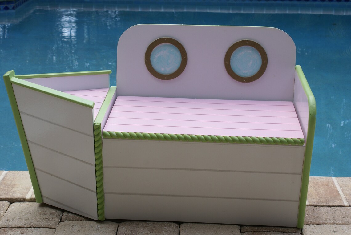 Pink and Green Storage Chest Nautical Nursery Toy Box Boat - Etsy