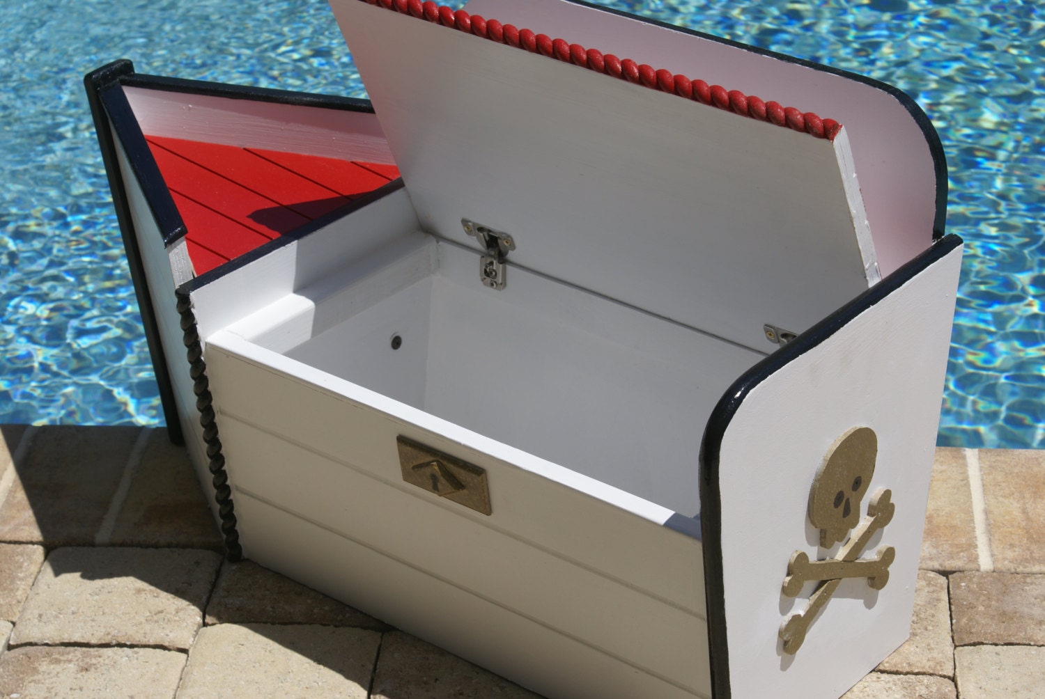 Toy Chest, Wooden Toy Box, Pirate Boat Shaped Wood, Entryway Chest ...