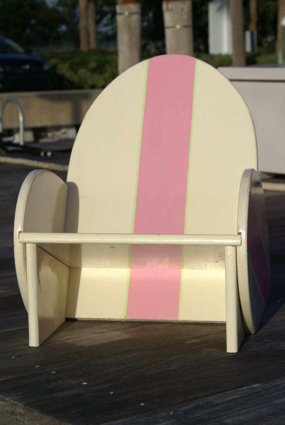 Kids Surfboard Chair With Pink Stripe, Nautical Nursery, Kids Bedroom ...