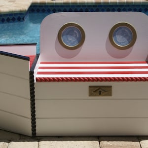 Toy Chest, Wooden Toy Box, Pirate Boat Shaped Wood, Entryway Chest ...