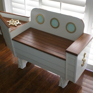 Storage Bench for Entryway Toy Chest Kids Nautical Handmade Nursery ...