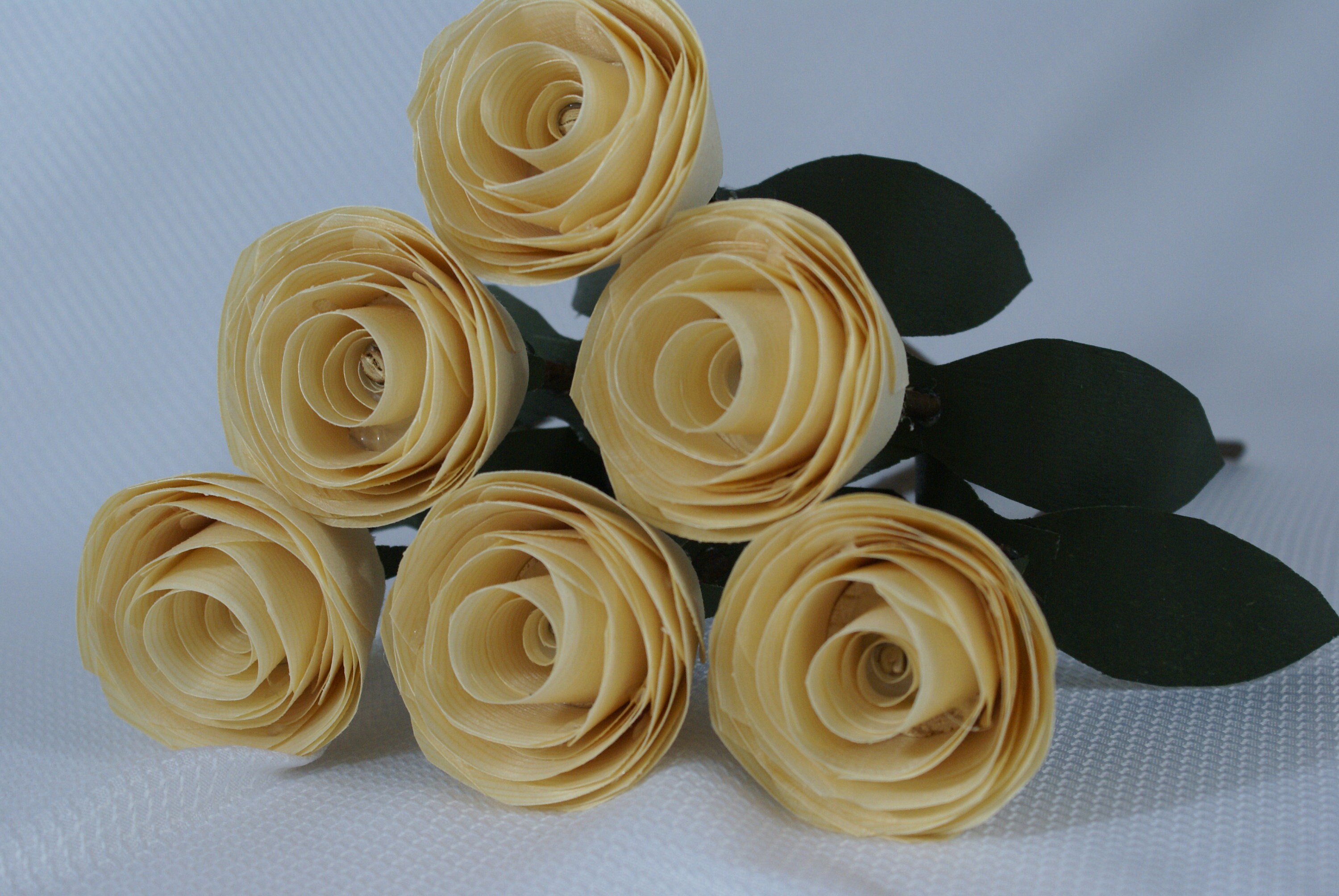 Wood Roses With Branch Stems 6 Wood Roses for 5 Year - Etsy