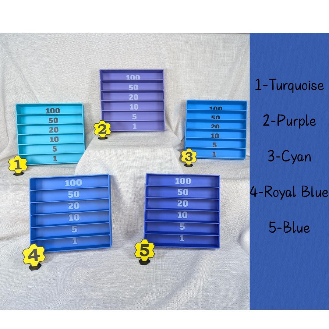 Cash Tray *cool Tones* Money Organizer With Denominations for Envelope ...