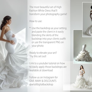 White Couture Flowing Flying Dress Digital Backdrops – High Fashion ...