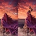 Sky, Clouds, Mountain & Flowing Flaying Fabric Dress Digital Backdrops ...