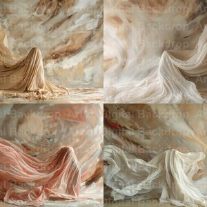 White Flowy Fabric Dress on Beige Painted Wall Digital Backdrops ...