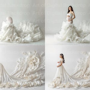 High Fashion White Dress Art Digital Backdrops PNG Set - Maternity and ...