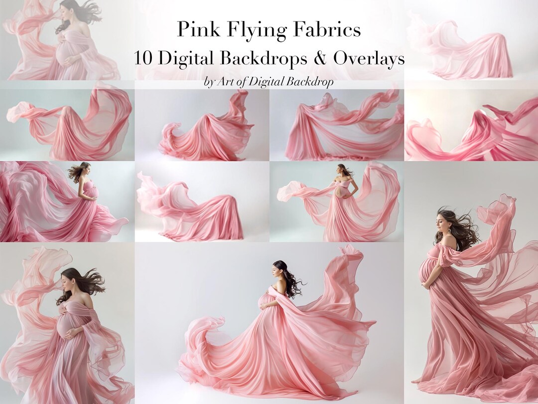 Pink Flaying Flowing Fabric Overlay Digital Backdrops - Photo Art ...